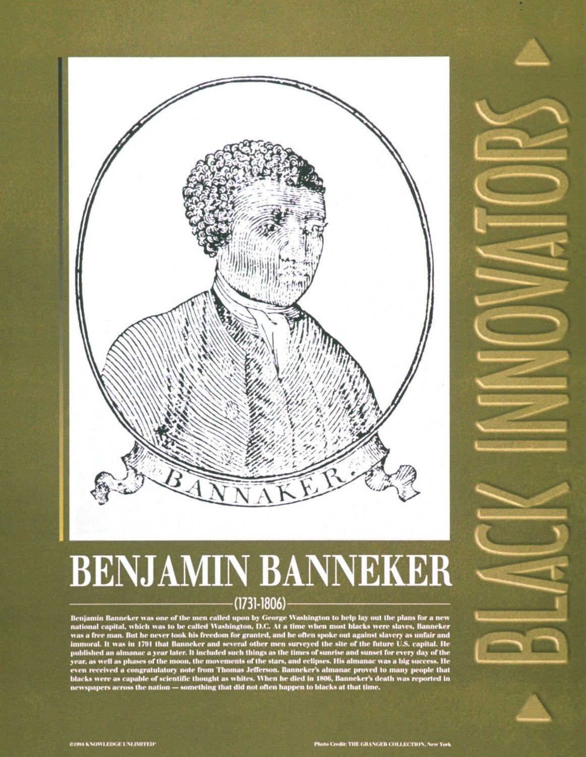 Black Innovators: Benjamin Banneker Poster by Knowledge Unlimited – The ...