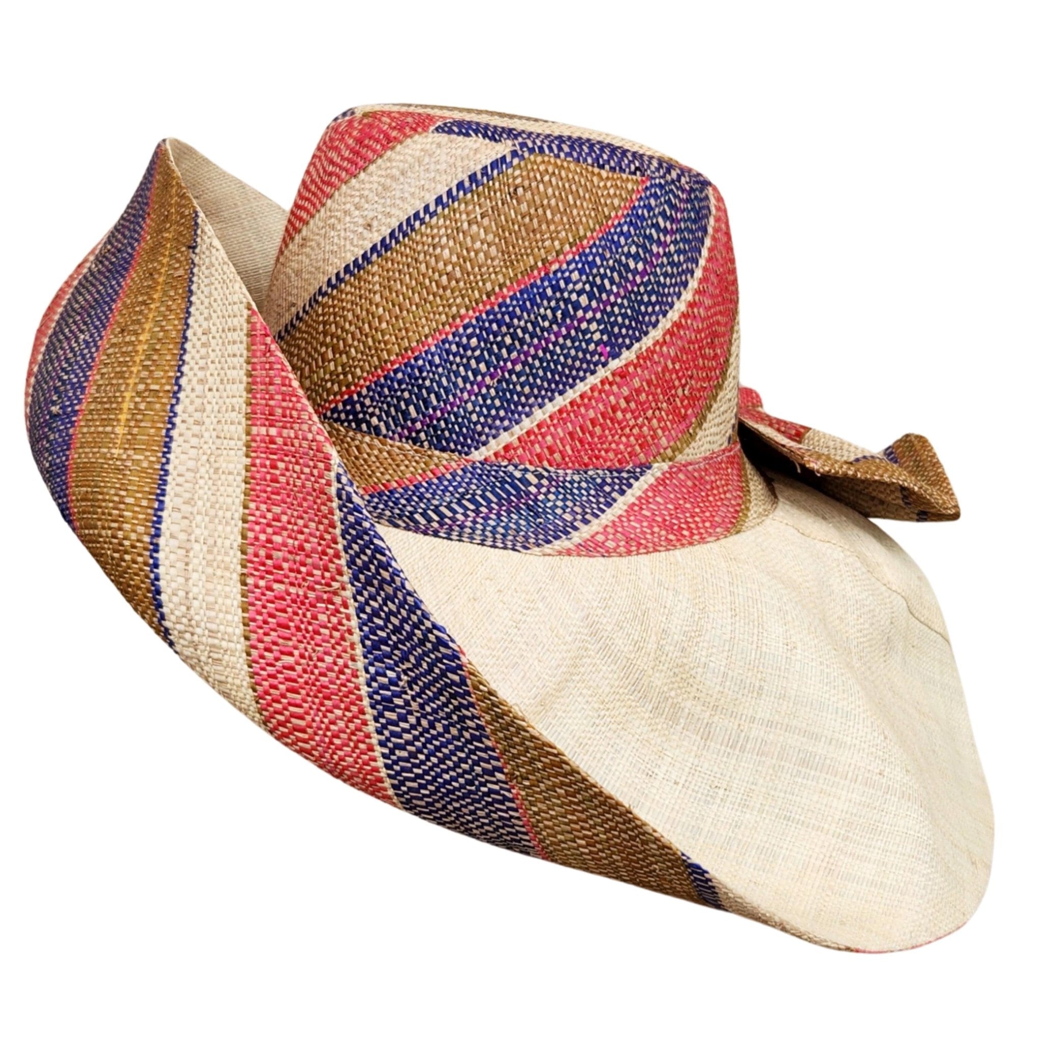 Bhekithemba: Hand Woven Multicolor Madagascar Big Brim Raffia Sun Hat ...