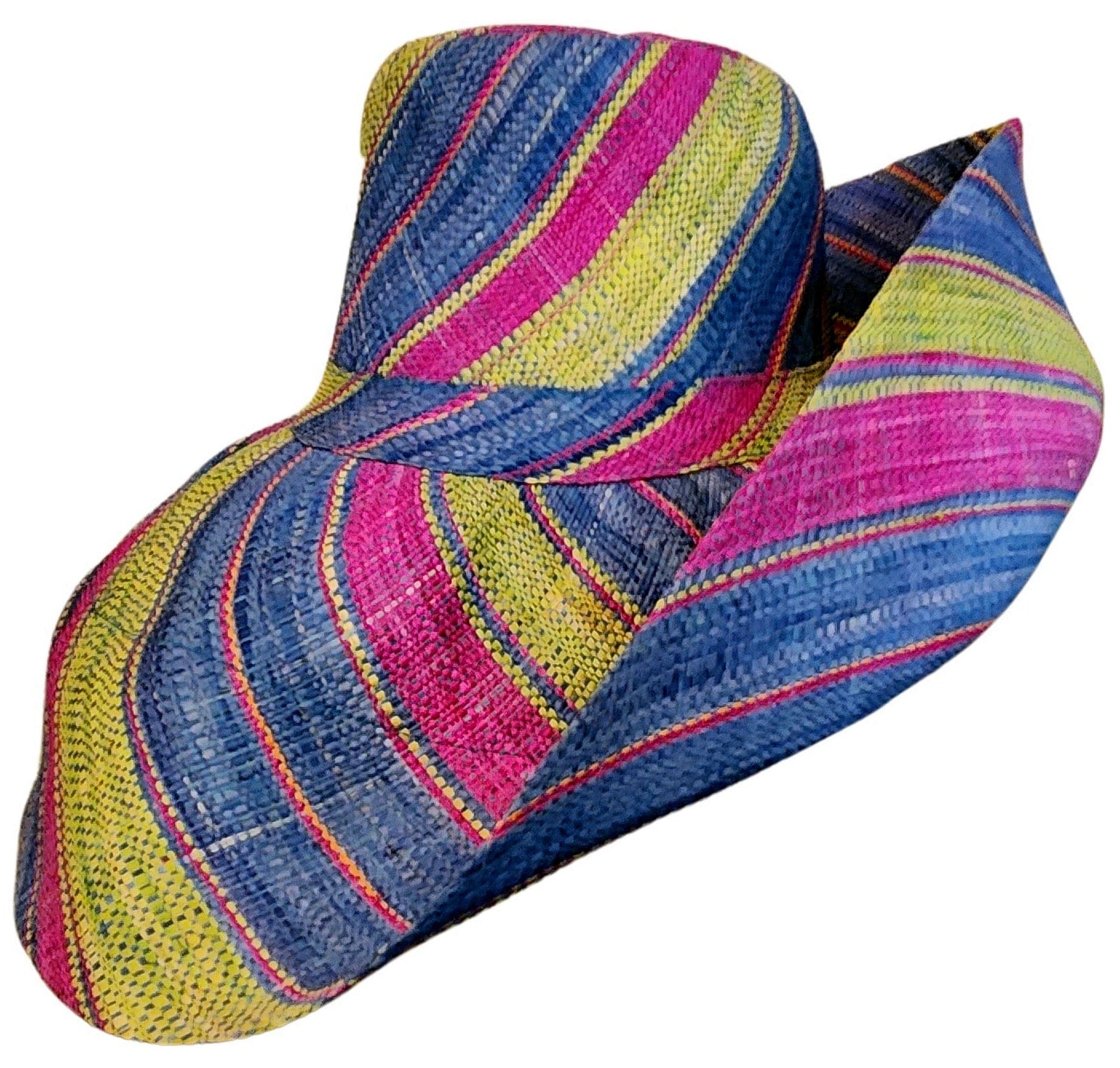 Riana: Hand Woven Multi-Color Madagascar Big Brim Raffia Sun Hat – The ...
