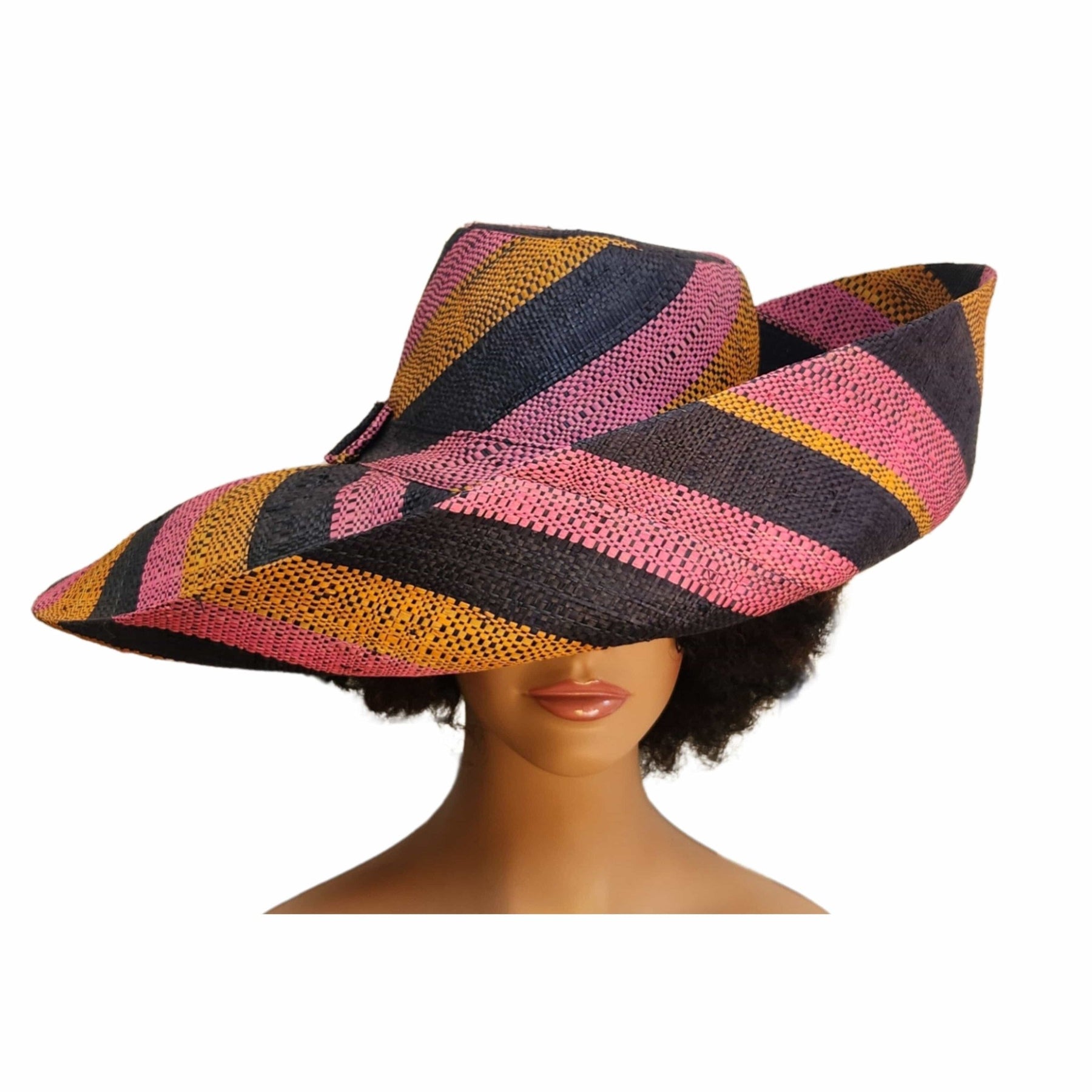 Margaret: Hand Woven Multicolor Madagascar Big Brim Raffia Sun Hat ...