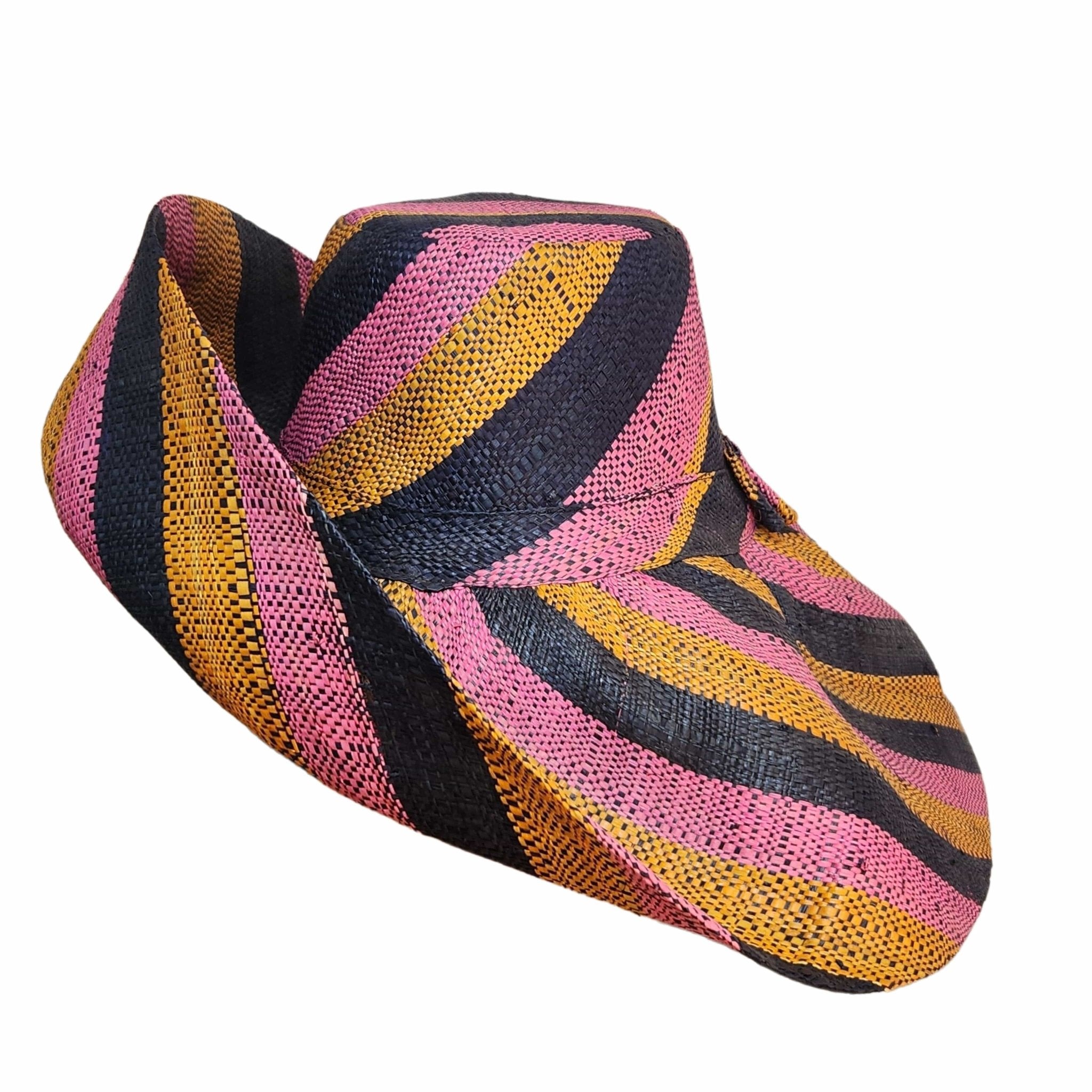 Margaret: Hand Woven Multicolor Madagascar Big Brim Raffia Sun Hat ...
