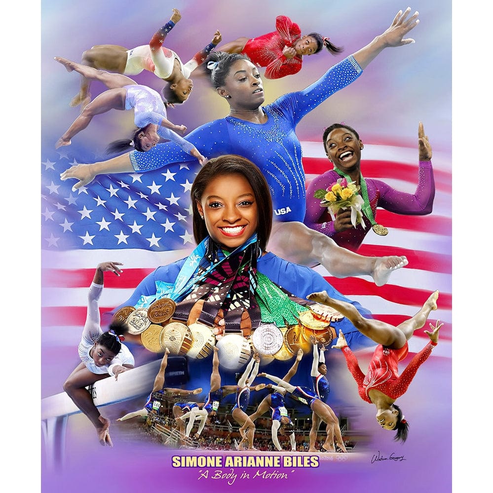 Simone Biles: Body in Motion by Wishum Gregory – The Black Art Depot