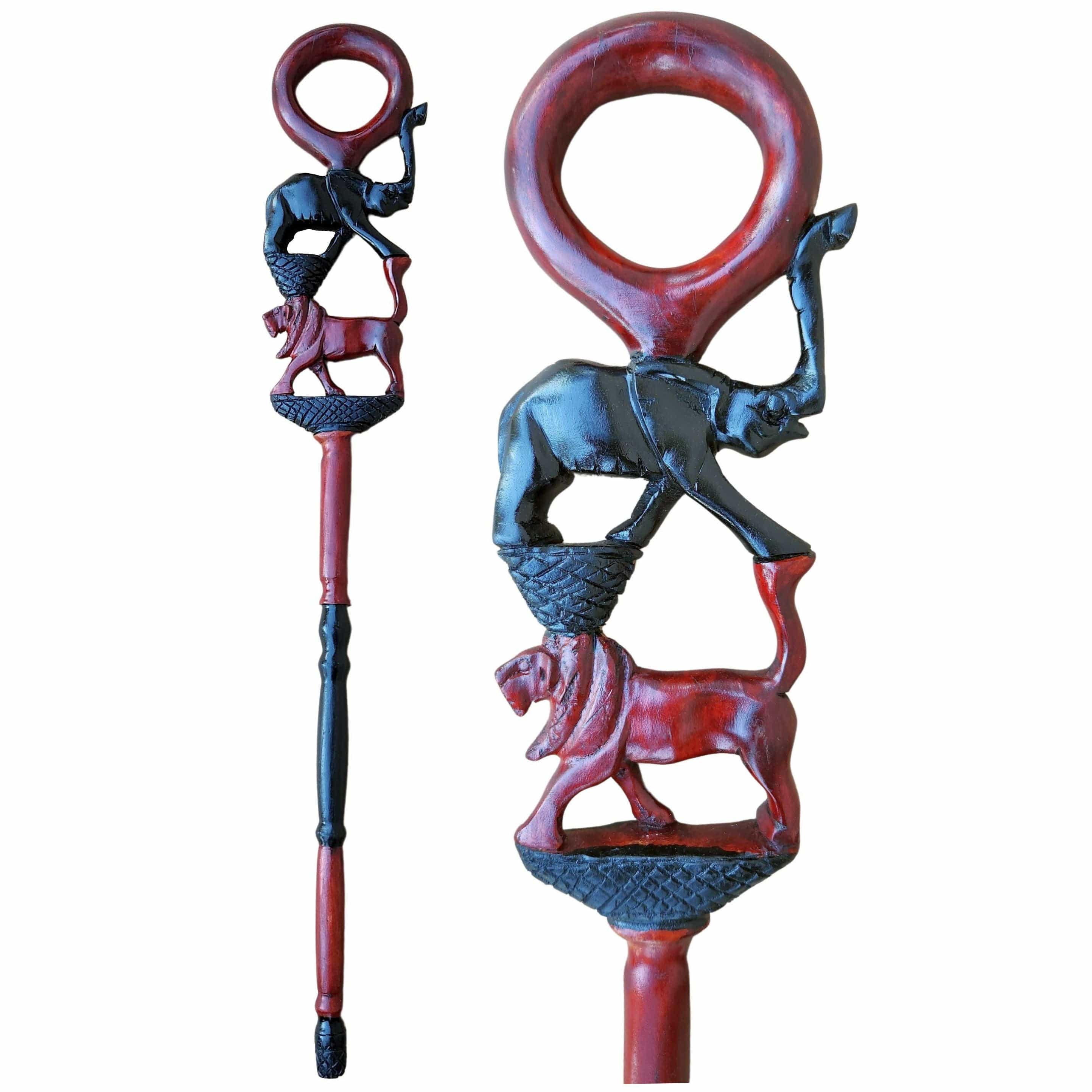 Wisdom and Courage: Authentic Makonde African Wooden Walking Stick ...