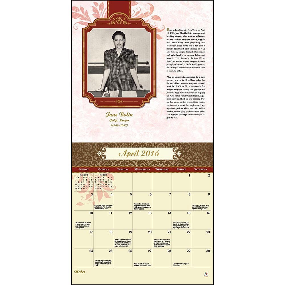 Black History: 2016 African American Wall Calendar – The Black Art Depot