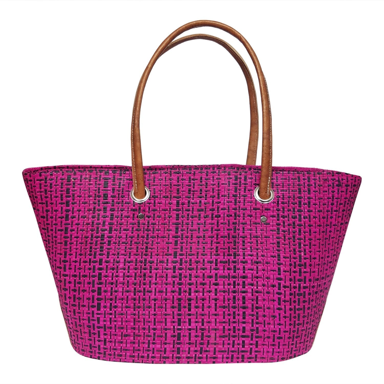 Nomena: Authentic Handmade Fuchsia and Black Madagascar Raffia Hand Bag ...