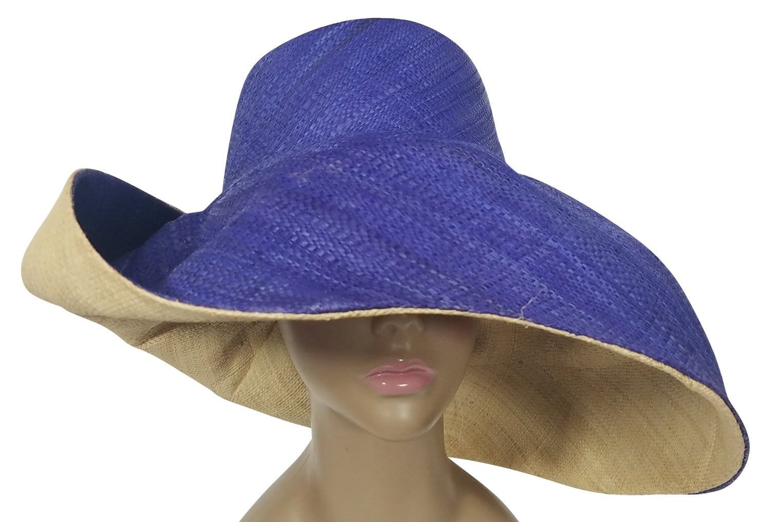 Dofi: Hand Woven Blue and Natural Madagascar Big Brim Raffia Sun Hat ...