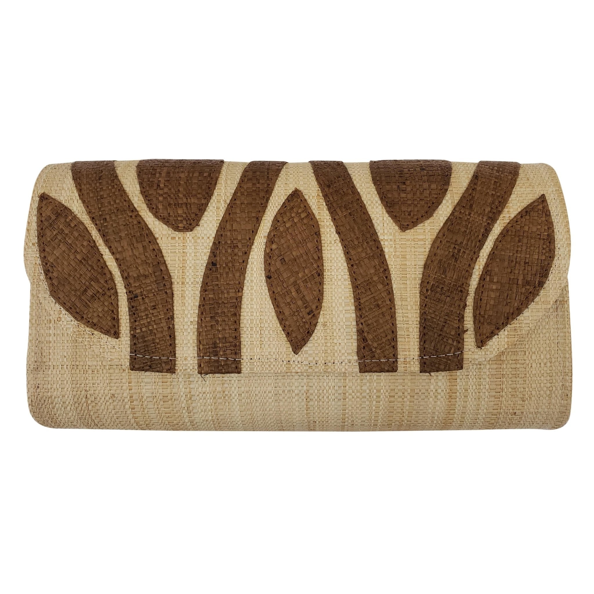Handwoven Natural Madagascar Raffia Clutch with Brown Accents – The ...