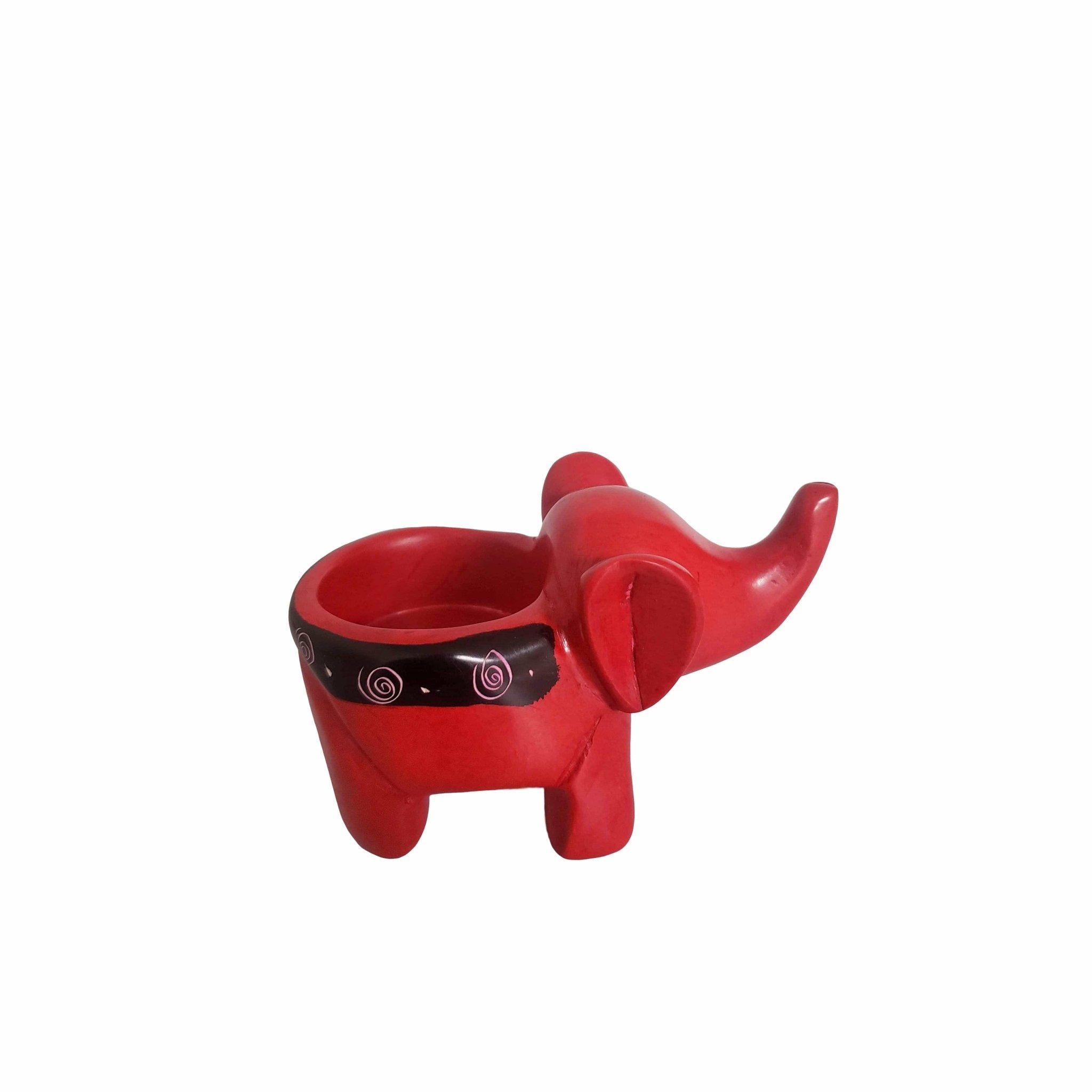 Authentic African Elephant Soapstone Tea Light Candleholder (Red) – The ...