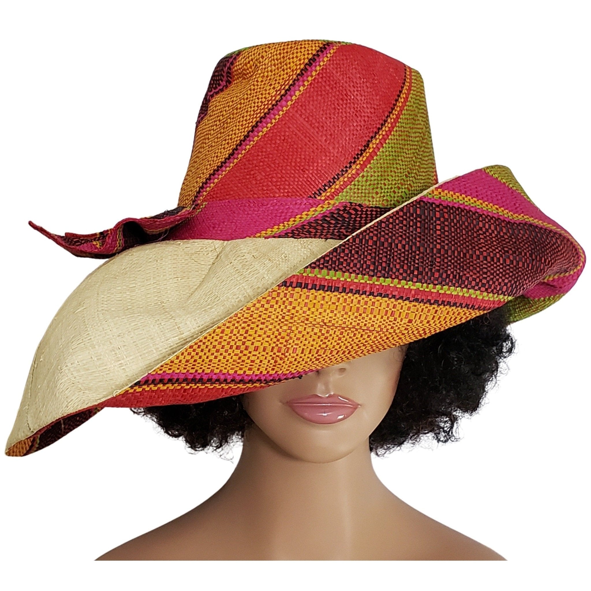 Bami: Hand Woven Multi-Color Madagascar Big Brim Raffia Sun Hat – The Black Art Depot