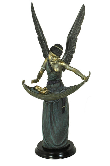 Guardian Angel with Baby in Canopy Figurine – The Black Art Depot