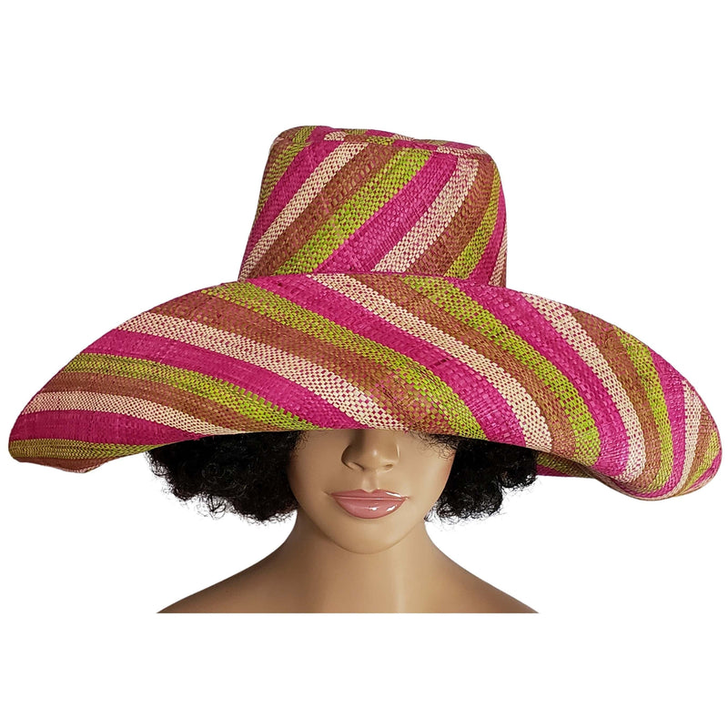 Ime: Hand Woven Multi-Color Madagascar Big Brim Raffia Sun Hat – The ...