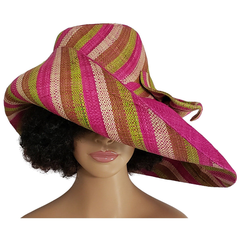 Ime: Hand Woven Multi-Color Madagascar Big Brim Raffia Sun Hat – The ...