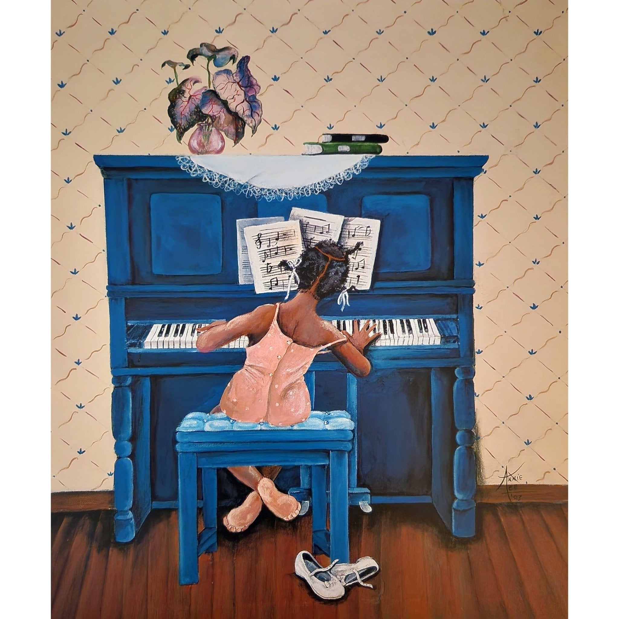 Girl Playing Piano Painting
