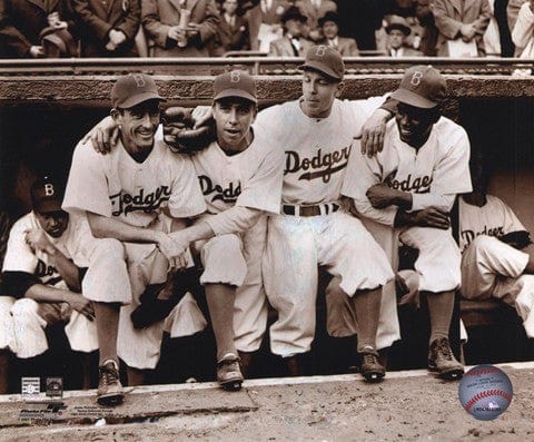 Jackie Robinson First Day with Spider Jorgenson, Pee Wee Reese, and Ed ...